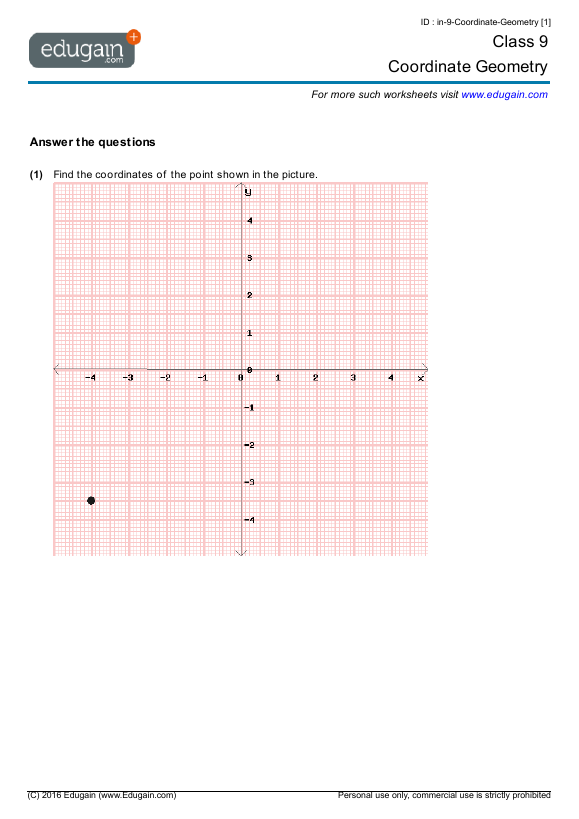 Class 9 Math Worksheets and Problems: Coordinate Geometry | Edugain India Class 9 Math Worksheets and Problems: Coordinate Geometry | Edugain India